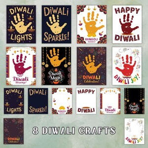 8 Diwali Handprint Templates, Diwali Gift, DIY Printable Craft for ...
