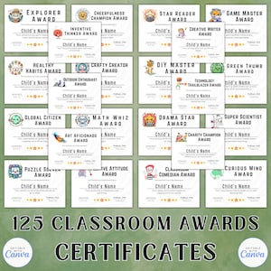 125 Funny Editable Classroom Awards Certificates, Canva Template ...
