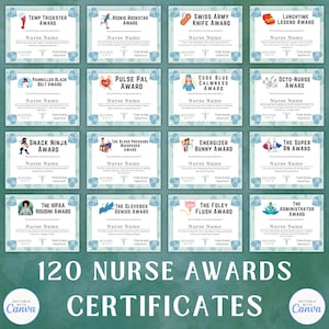 120 Funny Editable Nurse Awards Certificates, Canva Template, Quirky ...