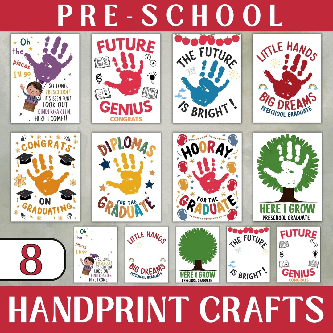 8 Preschool Handprint Templates, Preschool Gift, DIY Printable Craft ...