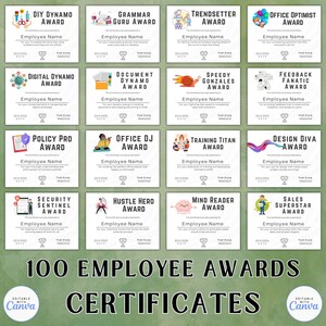 Funny Editable Employee Awards Certificates, Canva Template, Employee ...