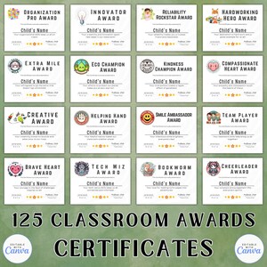 125 Funny Editable Classroom Awards Certificates, Canva Template ...