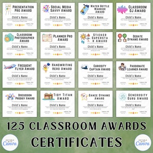125 Funny Editable Classroom Awards Certificates, Canva Template ...