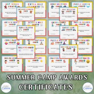 Summer Camp Awards Certificates, Canva Template, Camp Ceremony ...