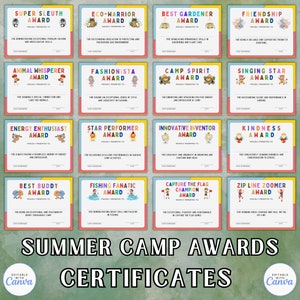 Summer Camp Awards Certificates, Canva Template, Camp Ceremony ...