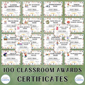 100 Funny Editable Classroom Awards Certificates, Canva Template ...