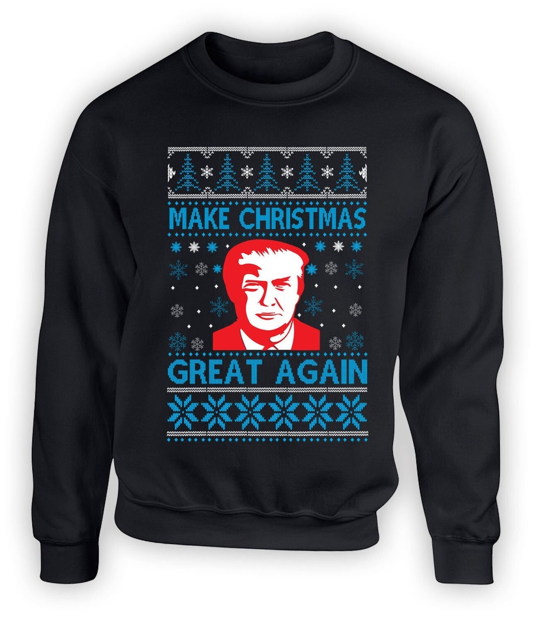 Trendy Donald Trump Christmas Funny Xmas Sweater Holiday Outfit Jumper ...