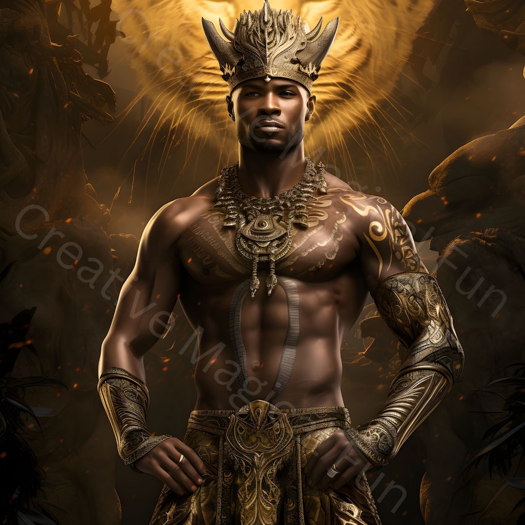 The Warrior King Digital Art Printable Wall Art Digital Artwork Digital Download AI Art African ...