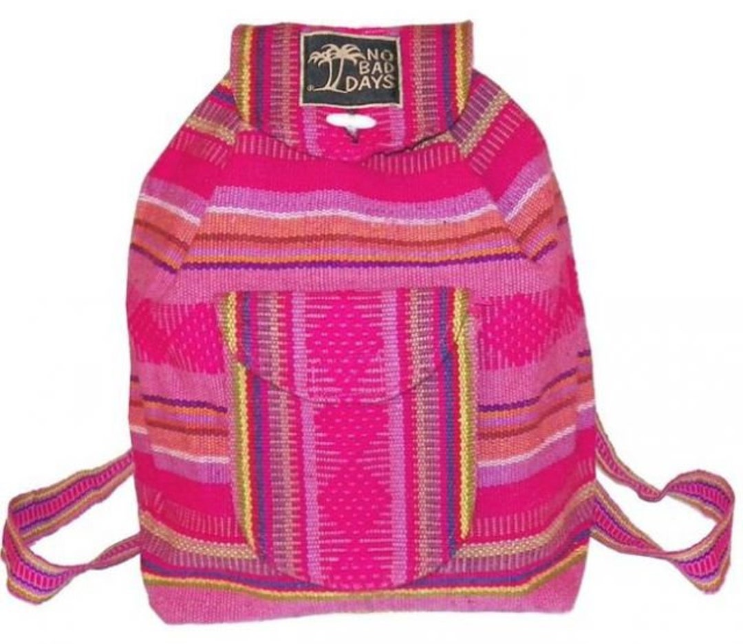 NO BAD DAYS ® Baja Backpack Mexican Bag Hand Made Book Bag Hot Pink ...