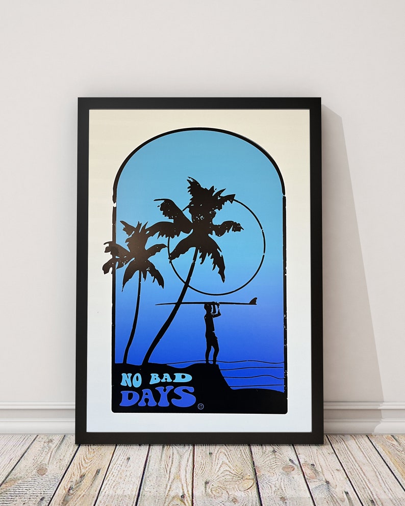 NO BAD DAYS ® Dusk Poster Retro Art Tropical Print Vintage Surf Wall ...