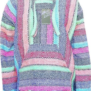 No Bad Days Baja Hoodie Mexican Poncho - ADULT Mint Rainbow Diamond ...