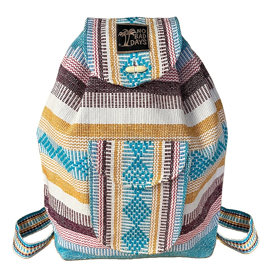 NO BAD DAYS ® Baja Backpack Mexican Bag Hand Made Book Bag Aqua Amber ...