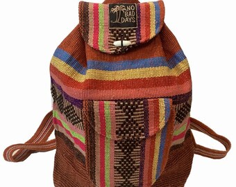 NO BAD DAYS ® Baja Backpack Mexican Bag Hand Made Book Bag Aqua Orchid ...