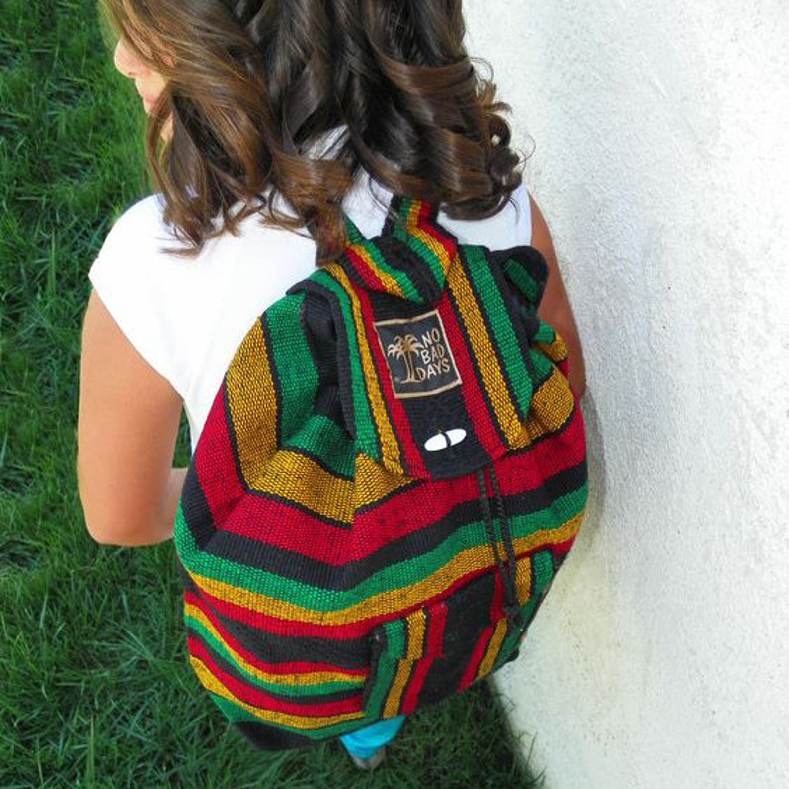 NO BAD DAYS ® Baja Backpack Mexican Bag Hand Made Book Bag Rasta Red ...