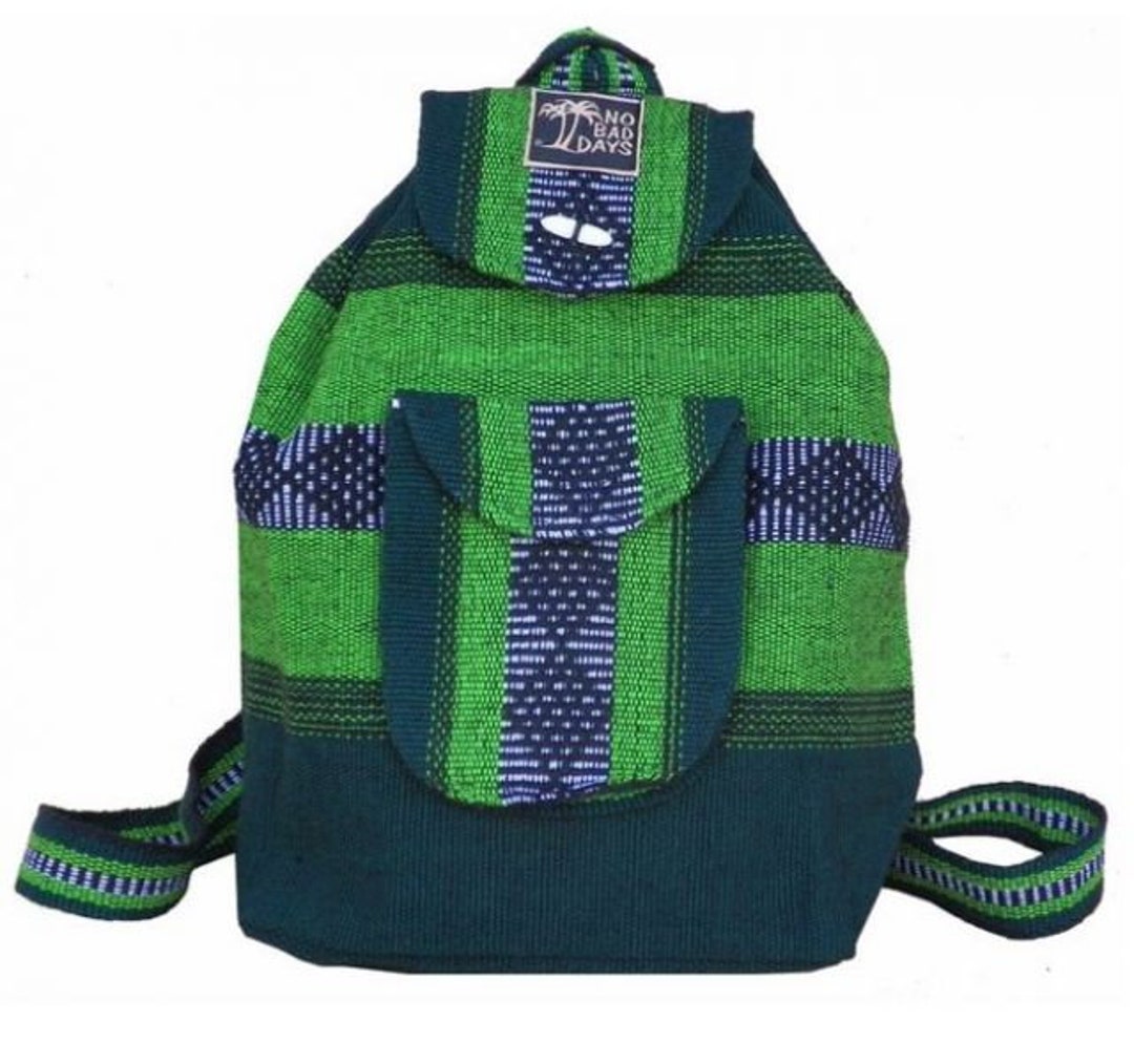 NO BAD DAYS ® Baja Backpack Mexican Bag Hand Made Book Bag Grass Green ...