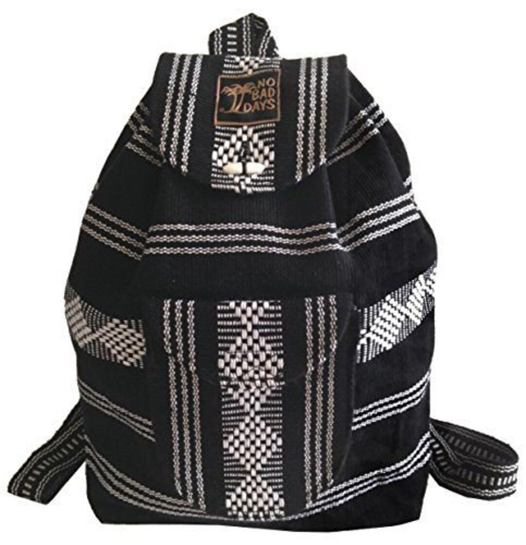 NO BAD DAYS ® Baja Backpack Mexican Bag Hand Made Book Bag Black and ...