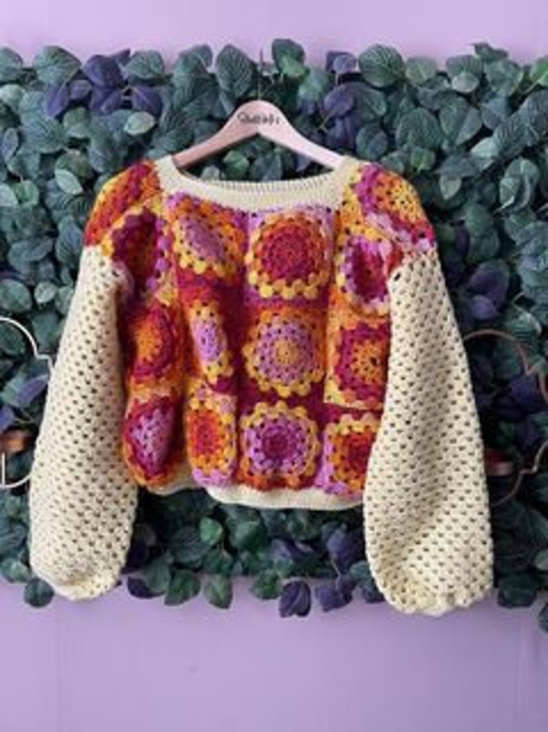Handmade Crochet Granny Square Sweater - Etsy