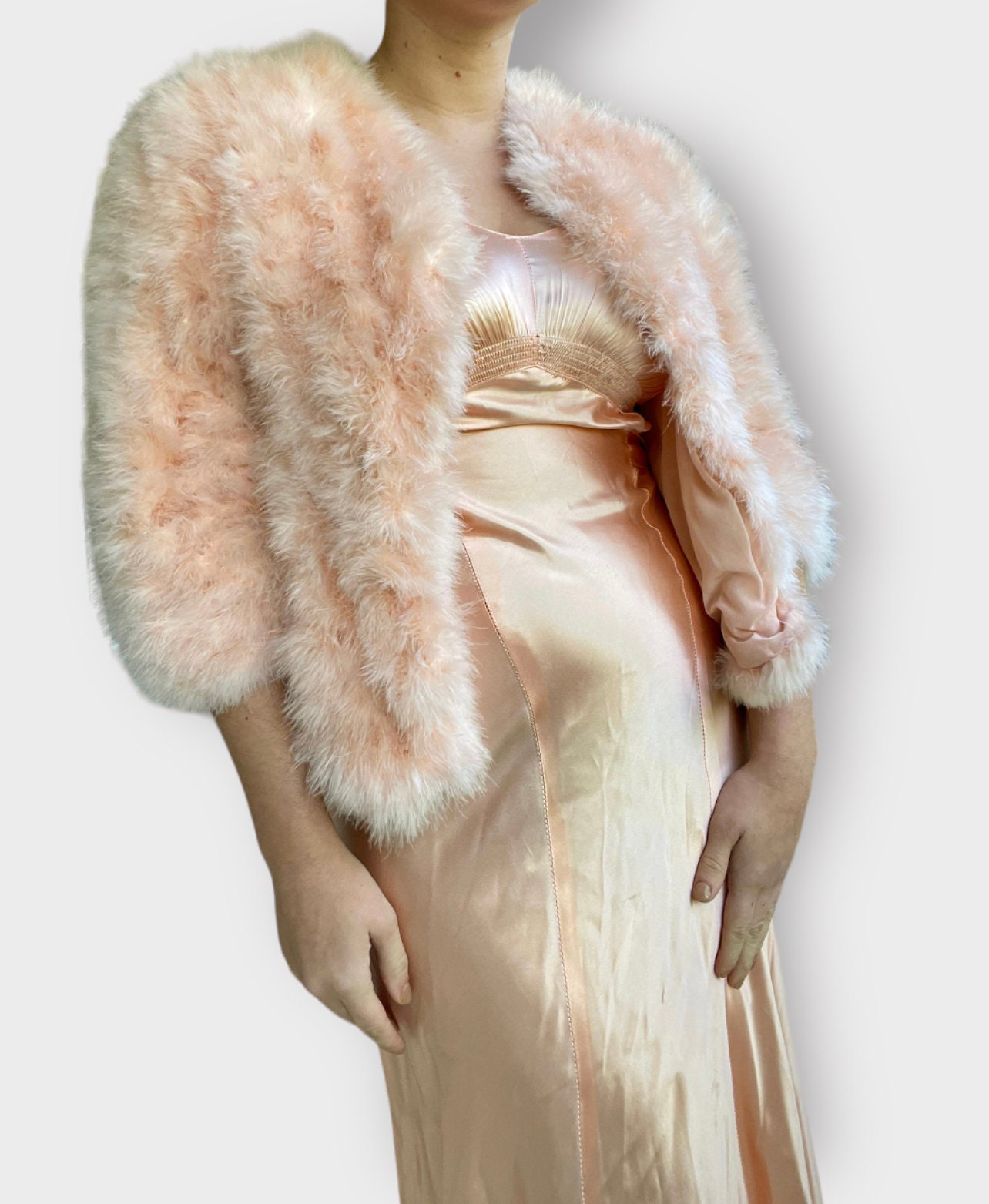 1930s Rare Peachy Pink Marabou Feather Bolero Jacket - Etsy
