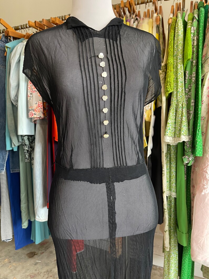 1930s Rare Black Netted Dress, Sheer and Body-hugging, Art Deco - Etsy