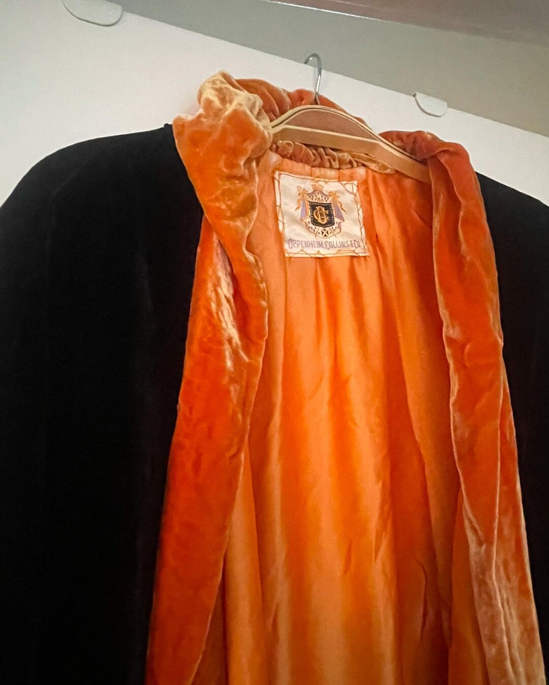 1920s Silk Velvet Opera Cloak in Black and Vibrant Orange, Rare Antique ...