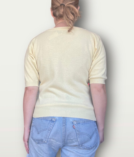 1980s archival Chanel butter yellow cashmere sweater … - Gem