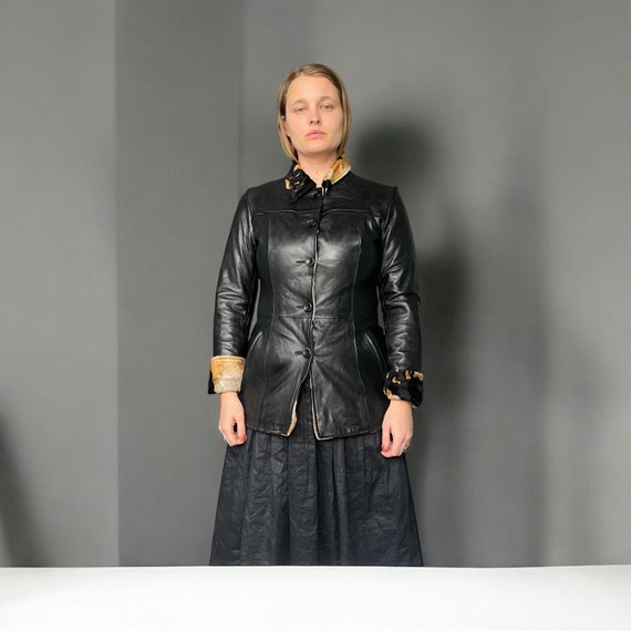 1990s black leather jacket, fully reversible with fau… - Gem