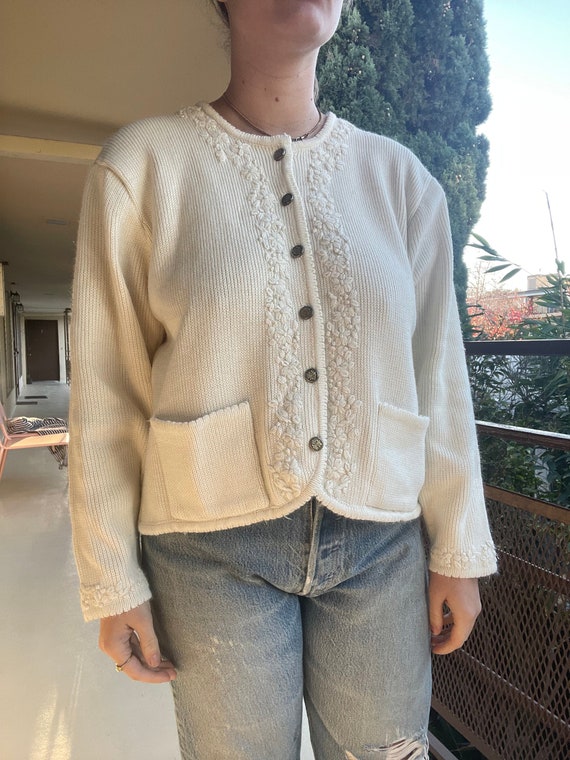 1960s Floral Cardigan With All Over Iridescent Sequins - Gem