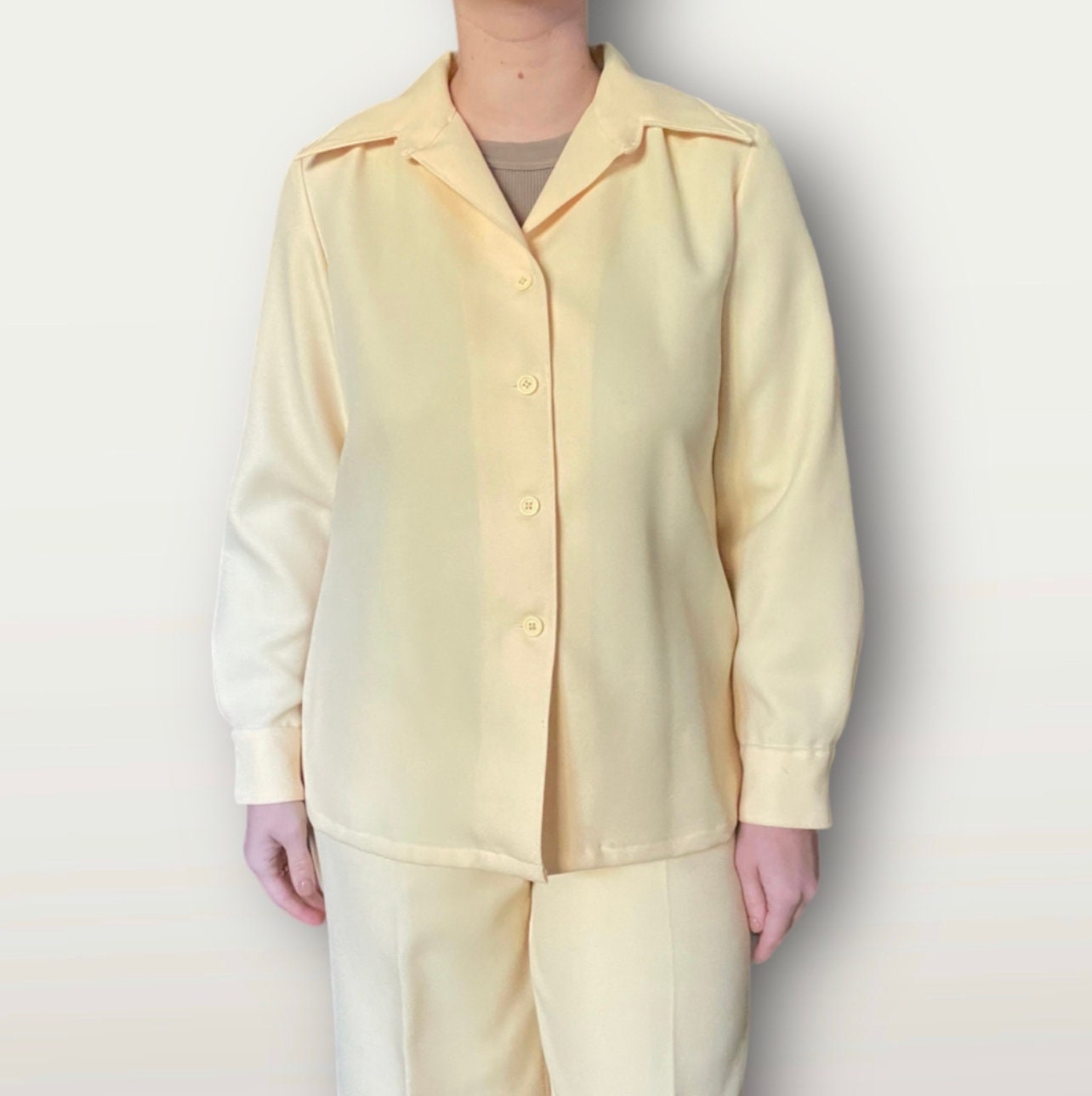 1970s Butter Yellow Poly Pantsuit Set - Etsy