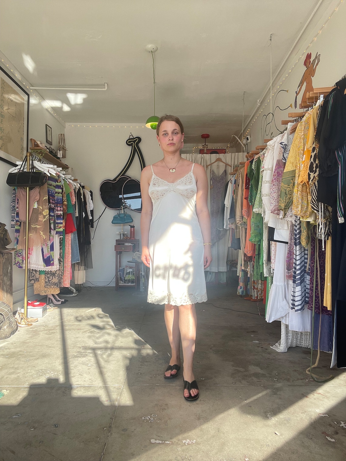 1960s White Slip Dress With Lace Detailing at Bust, Vintage Lingerie - Etsy