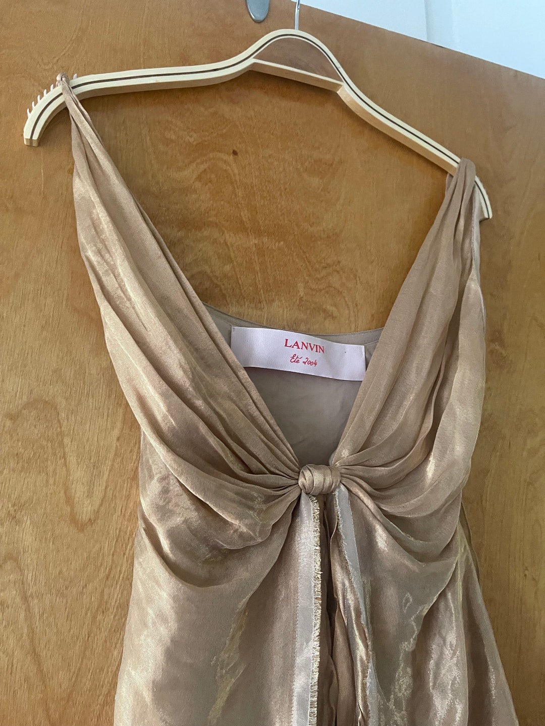 2000s Archival Lanvin Champagne Gold Mini Dress From the SS 2004 ...