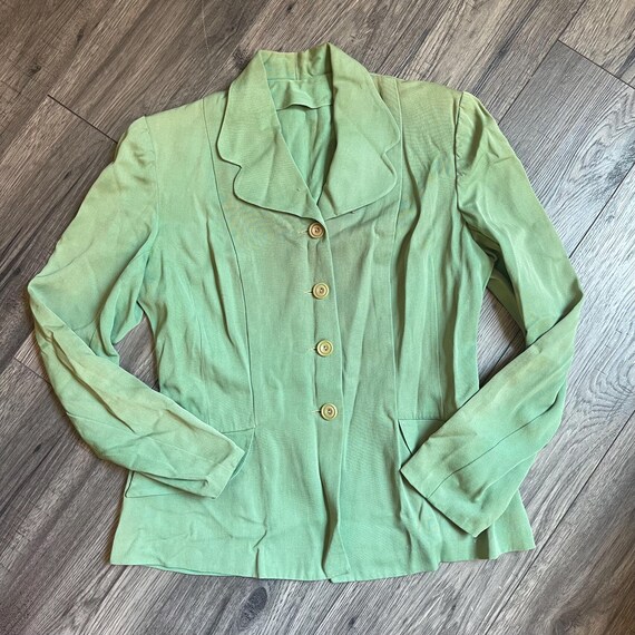 1940s structured blazer in a faded grass green soft g… - Gem