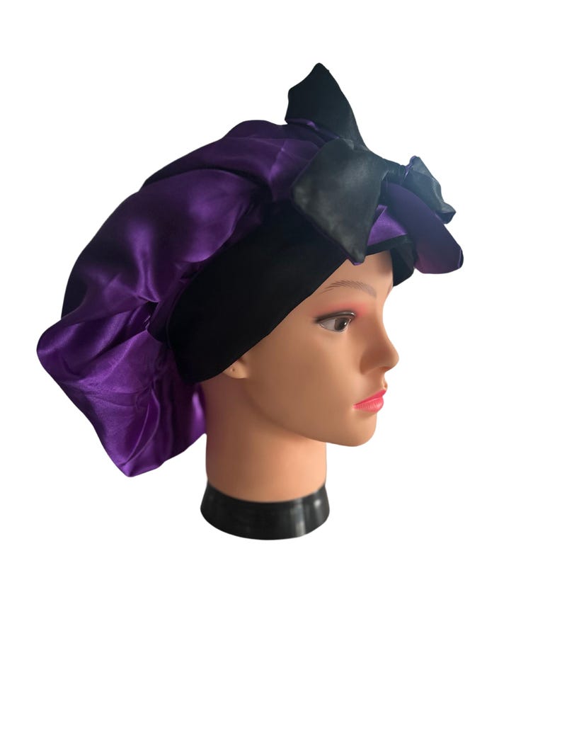DOUBLE Layer Satin Bonnet, Large Reversible Bonnet, Elastic, Adjustable ...