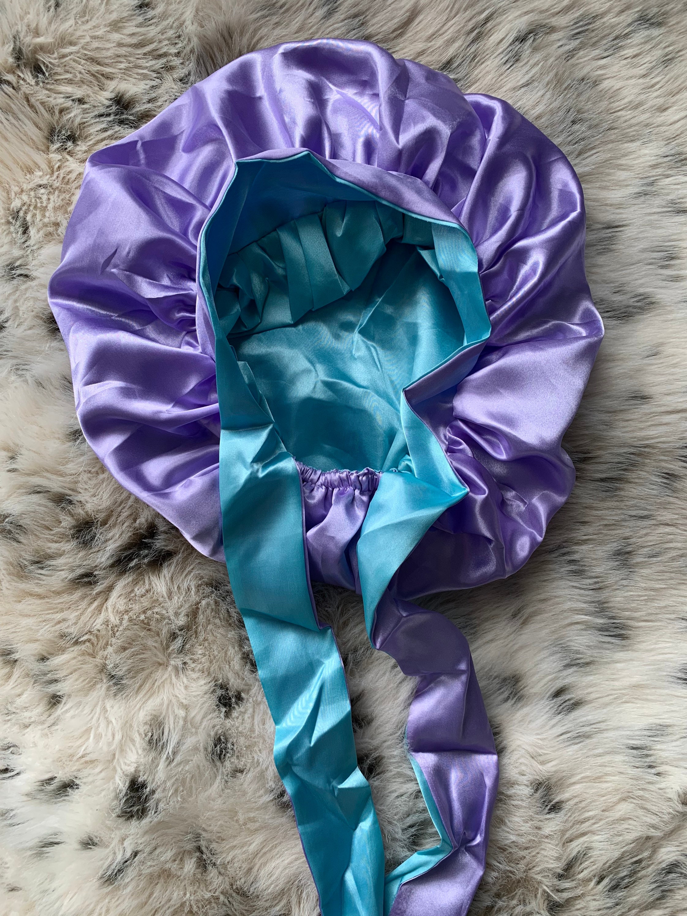 DOUBLE Layer Satin Bonnet, Large Reversible Bonnet, Elastic, Adjustable ...