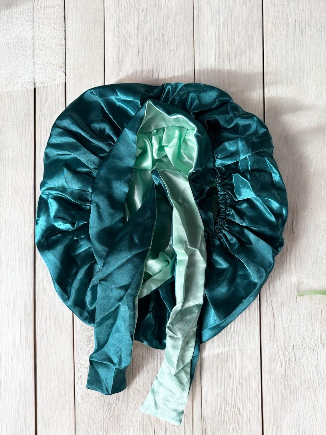 DOUBLE Layer Satin Bonnet, Large Reversible Bonnet, Elastic, Adjustable ...