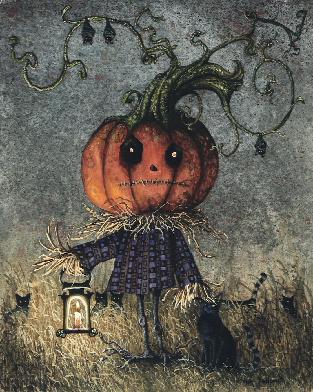 Watercolor Print, "tattie Bogle" by Maggie Vandewalle, 8" X 10" Matted ...