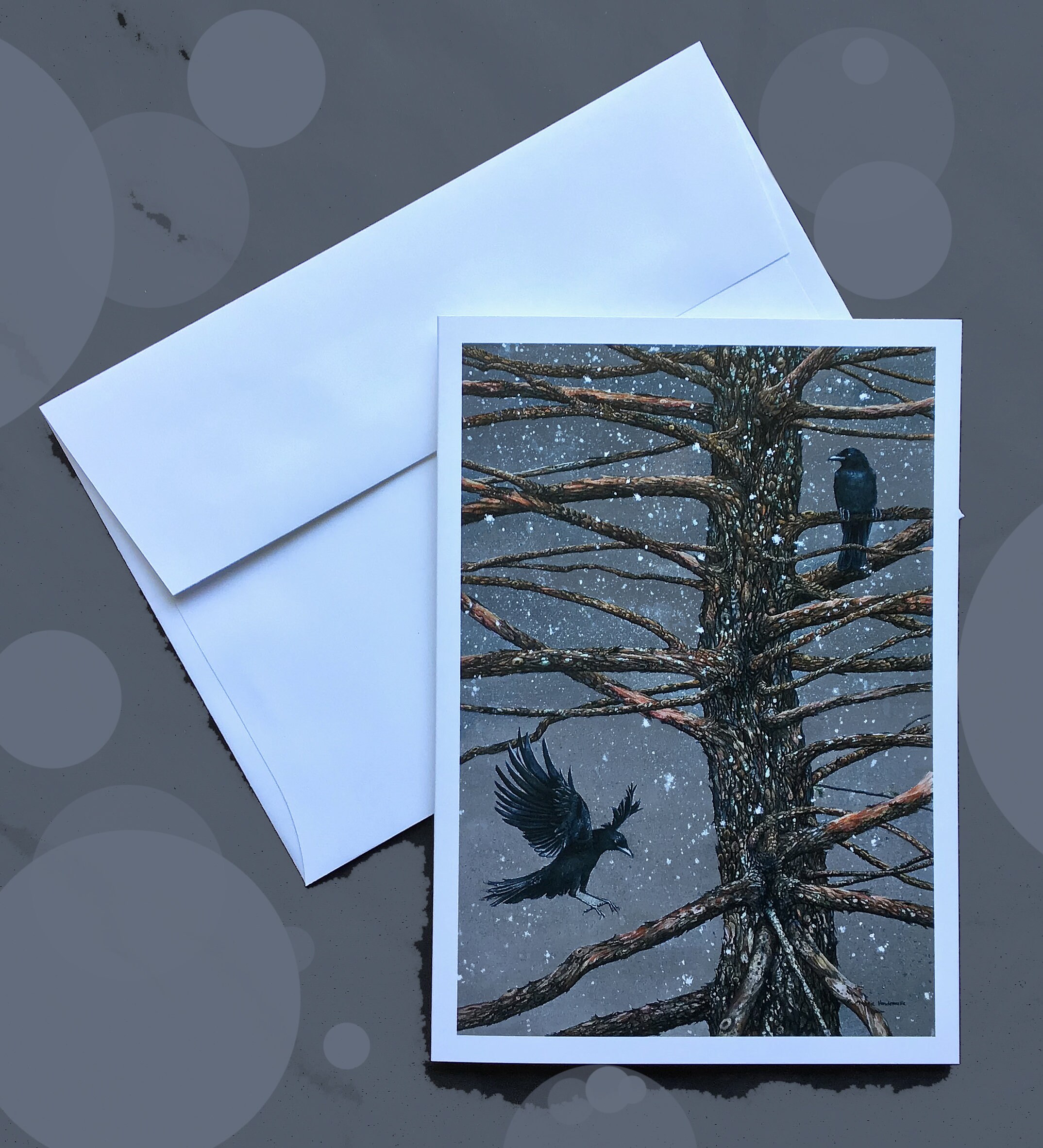 Greeting Card, "corvus Corvidae and the Cedar" by Maggie Vandewalle, 5 ...
