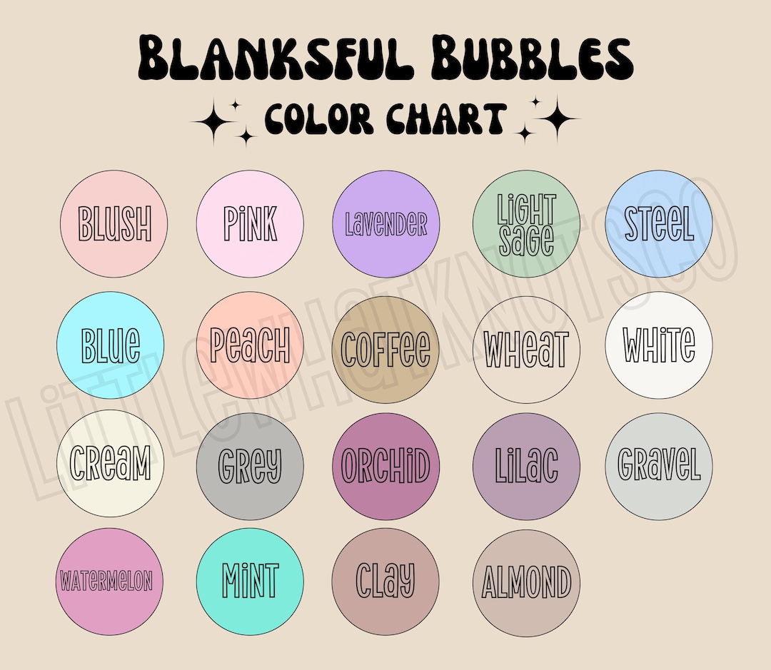 Blanksful Bubbles Color Chart - Etsy