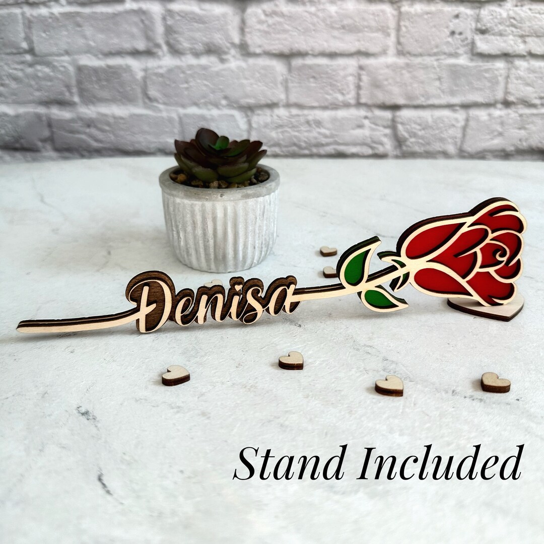 Personalized Wooden Rose for Her, Valentine's Day Gift, Mother's Day ...