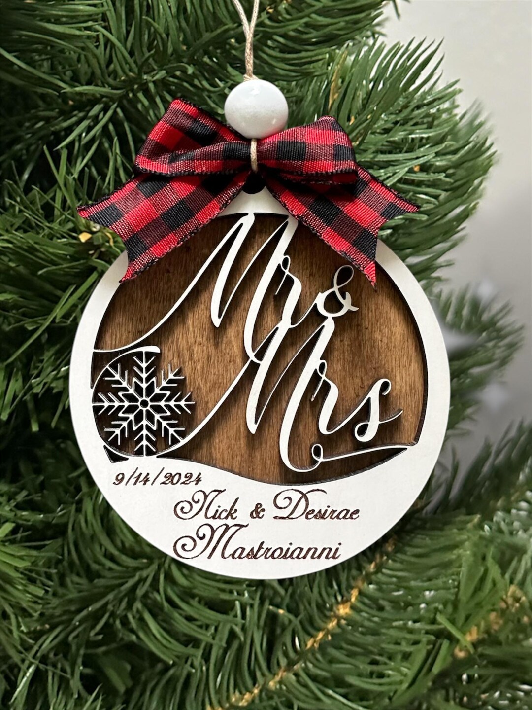 First Year as Mr. and Mrs. Christmas Tree Ornament, Gift for Bride and ...