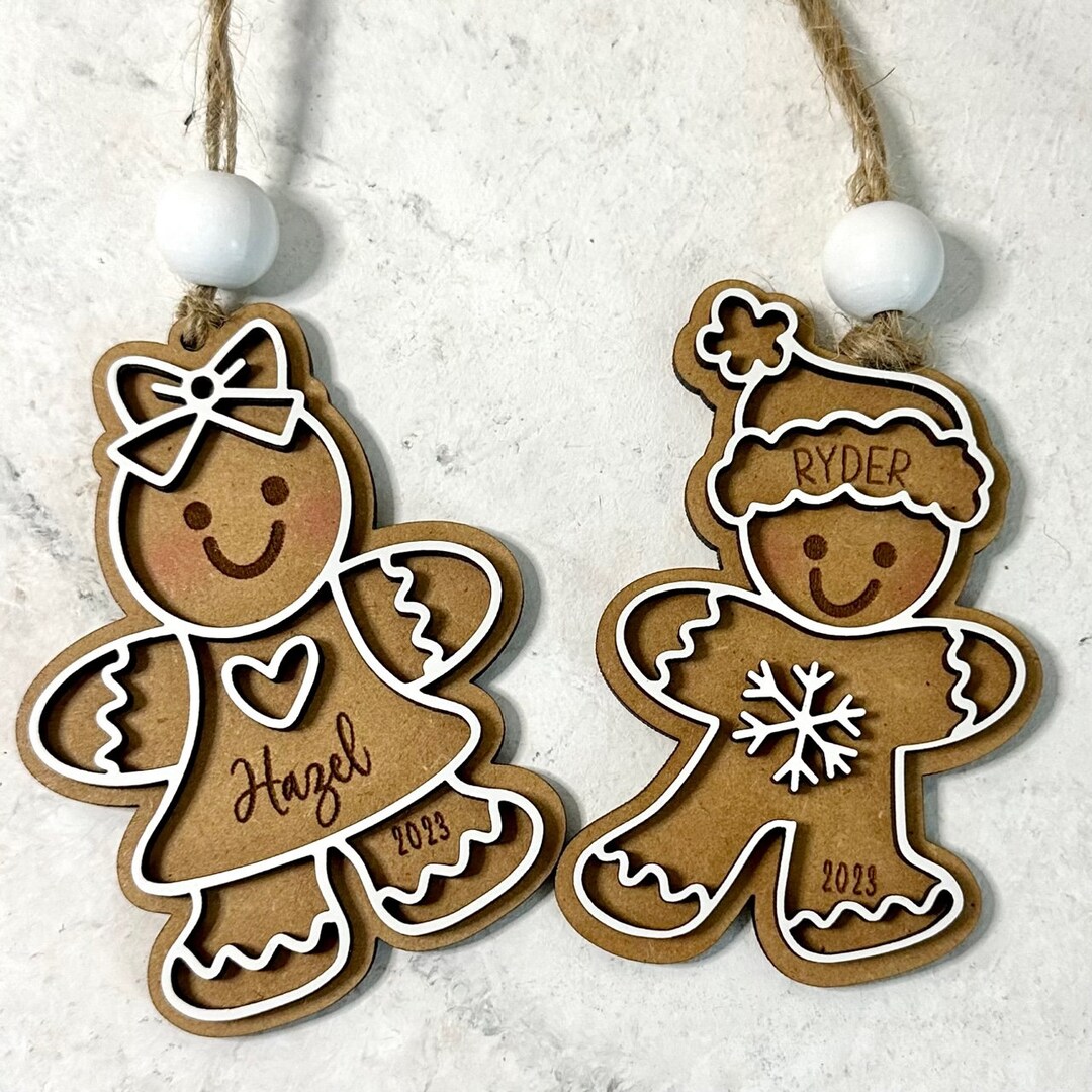 Gingerbread Boy or Girl Christmas Ornament, Personalized Ornament, Wood ...