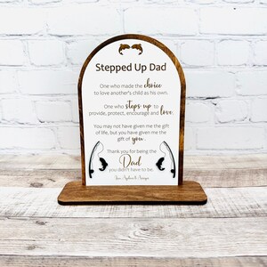 Stepped up Dad Sign, Personalized Father's Day Gift, Bonus Dad Sign ...