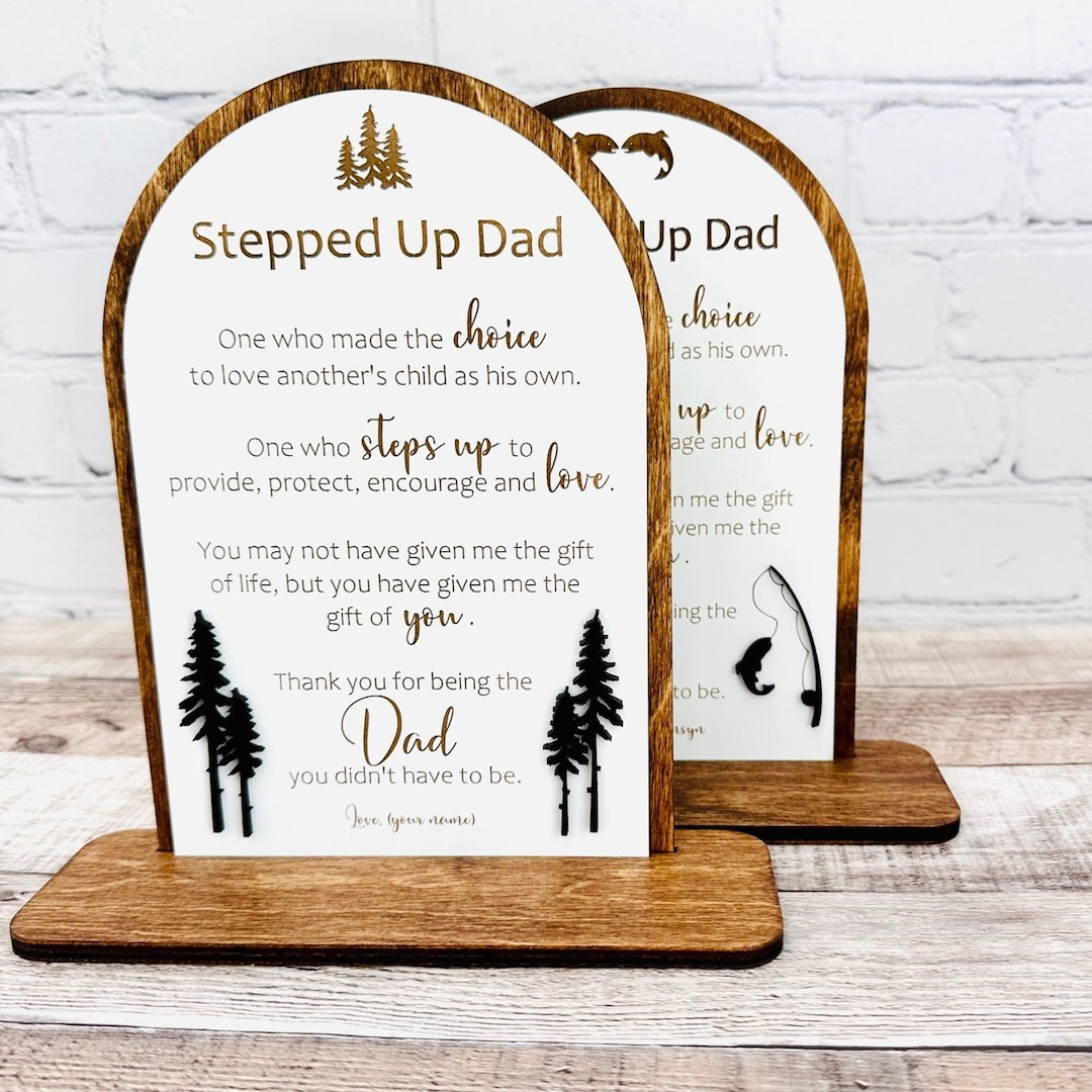 Stepped up Dad Sign, Personalized Father's Day Gift, Bonus Dad Sign ...