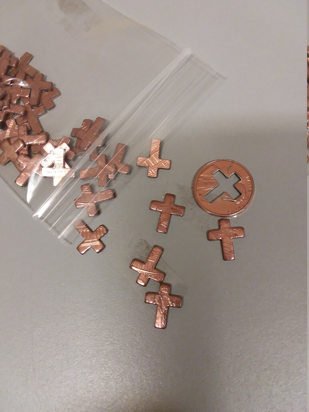 Small Crosses for Jewerly, Pennies With Cross Cut Out, Punch Out From ...