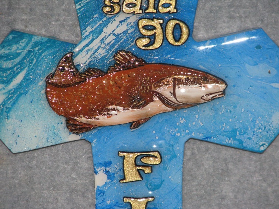 Decorative Wall Cross Med Fish Cross - Etsy