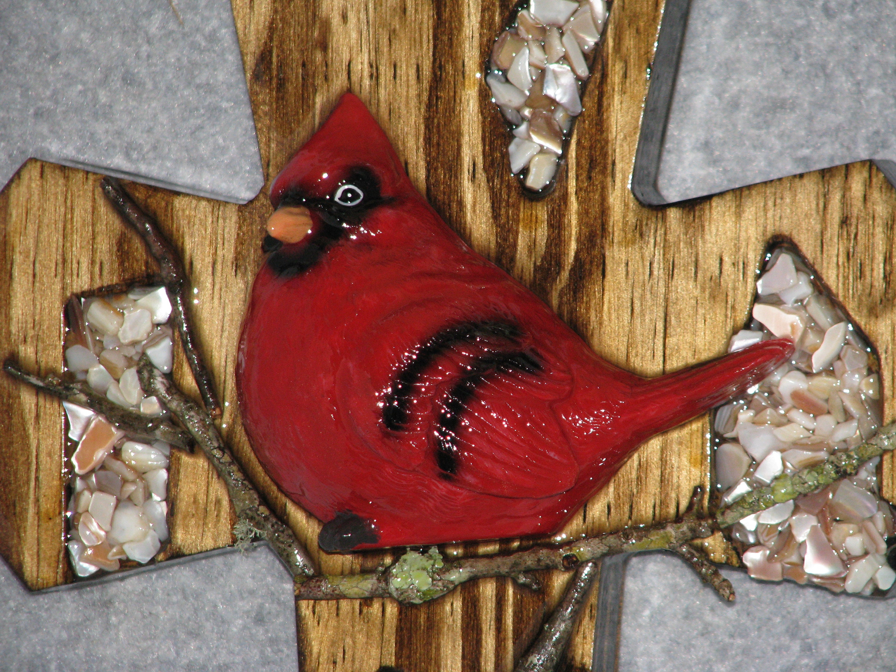 Decorative wall cross red bird medium handmade crosses | Etsy
