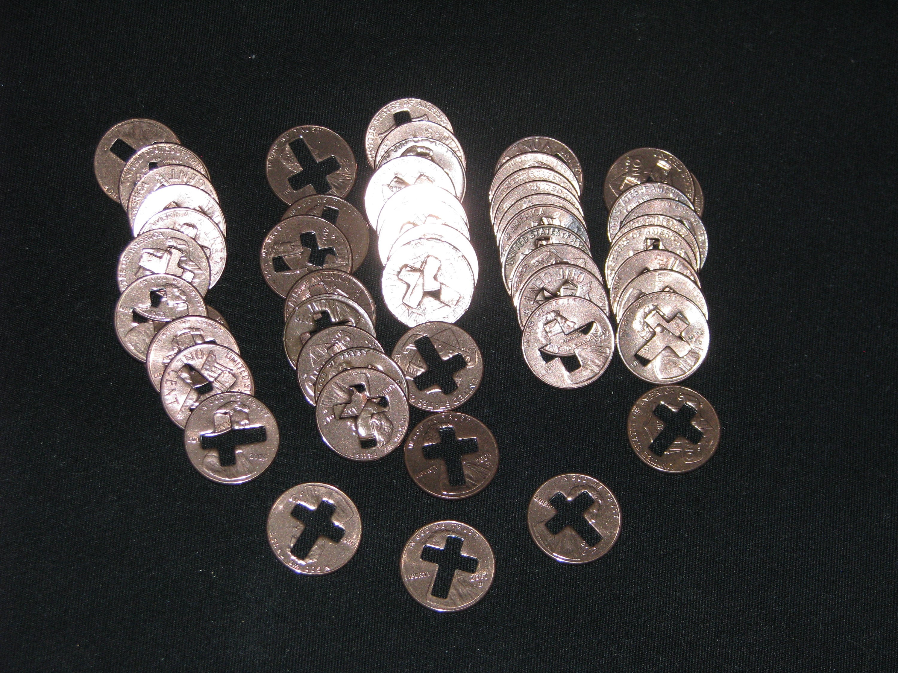 Cross cut out pennies pennies with a cross cut out 50 | Etsy