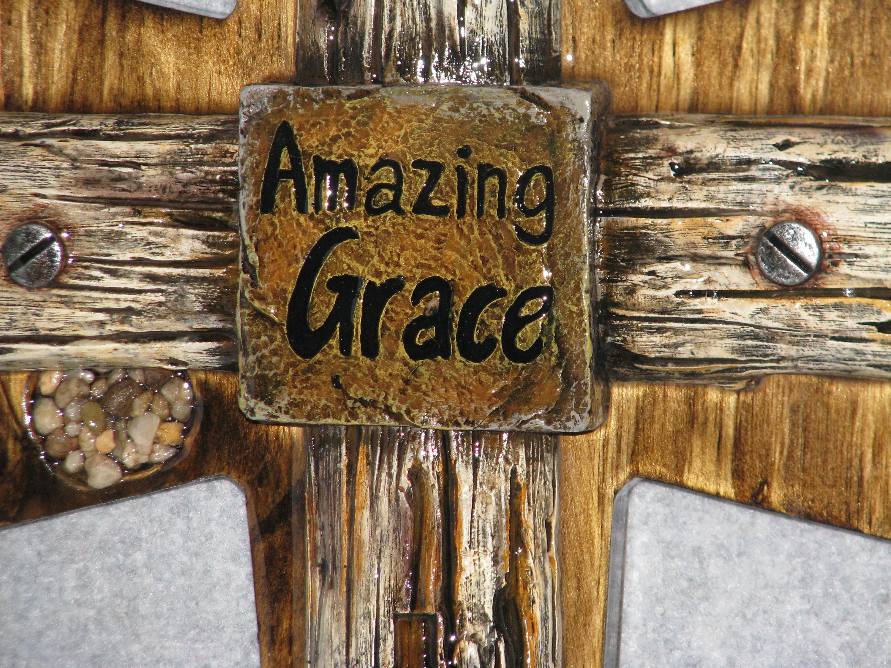 DECORATIVE WALL CROSSES amazing grace w/old post handmade | Etsy