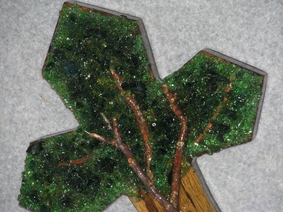 DECORATIVE CROSSES ONE of a kind green tree of life | Etsy