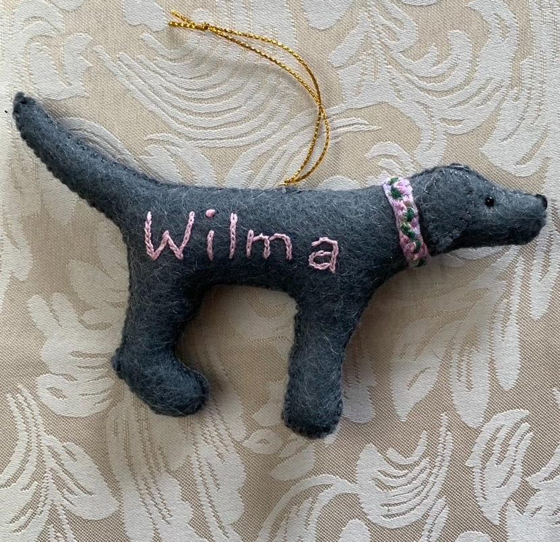 Personalized Silver Lab Ornament With a Crochet Collar - Etsy