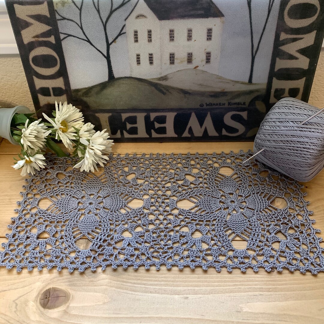 Grey Rectangular Doily-14”x7” Oblong Doily - Etsy